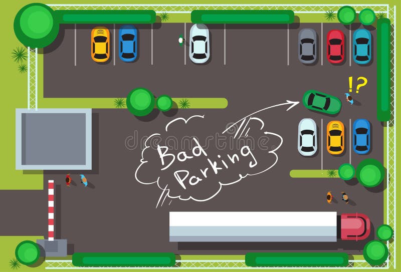 Bad City Parking Blocking Cars Concept Top Angle View Stock Vector ...