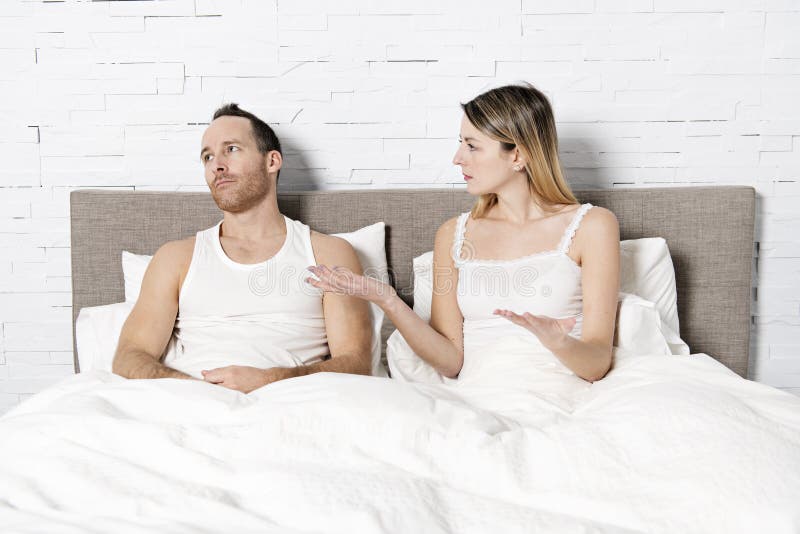 Bad Couple Conflict on Bed. Couple Mistake Stock Photo - Image of ...