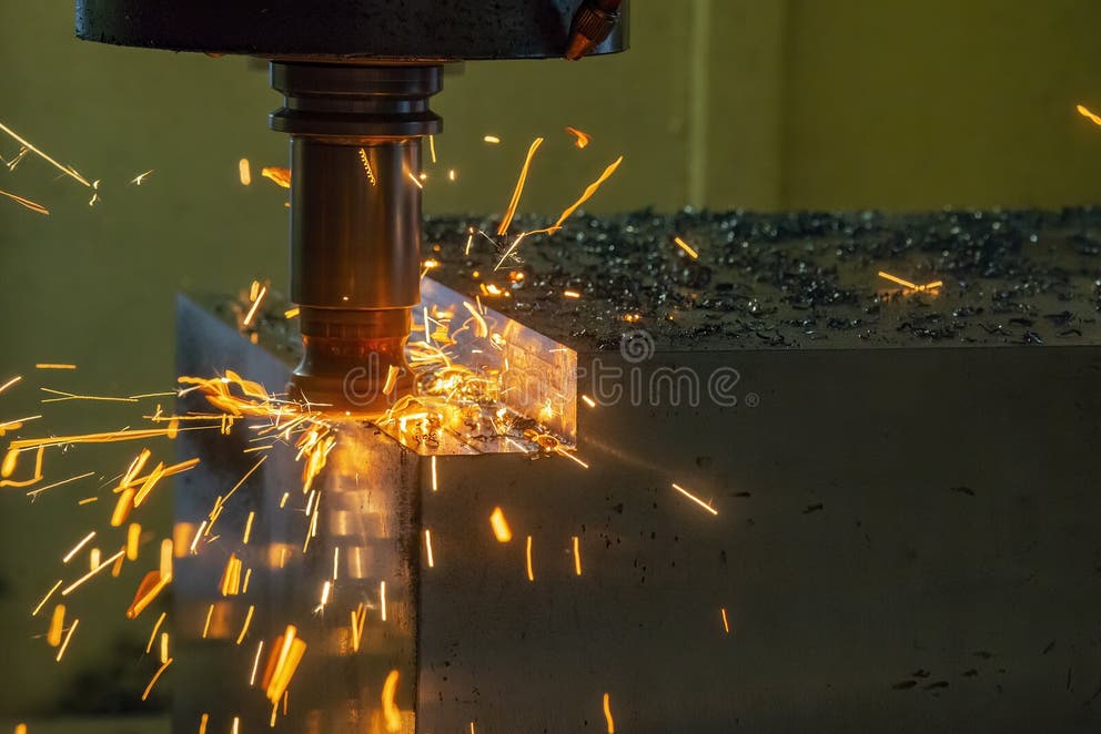 The Bad Cutting Condition of CNC Milling Machine Stock Image - Image of ...
