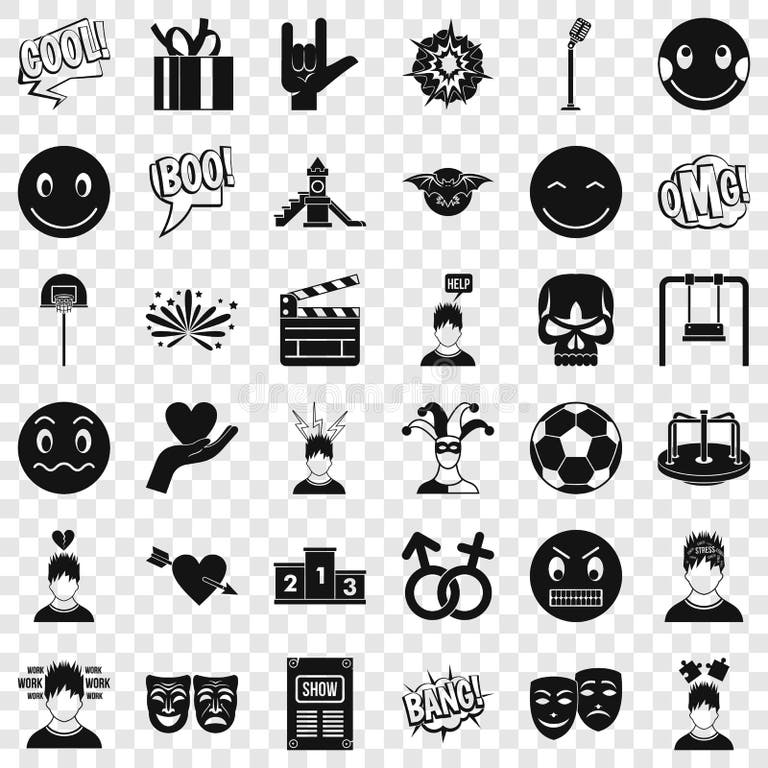 Bad Emotion Icons Set, Simple Style Stock Vector - Illustration of sign ...
