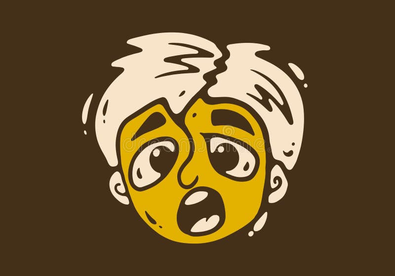 Bad Face Expression in Retro Yellow Brown Colors, Illustration Stock ...