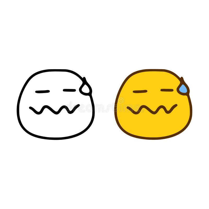 Bad Feeling Emoticon in Doodle Style Stock Illustration - Illustration ...