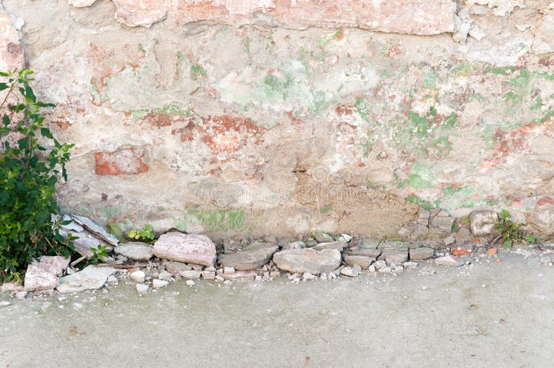 Bad Foundation Base on Old House or Building Cracked Plaster Facade ...