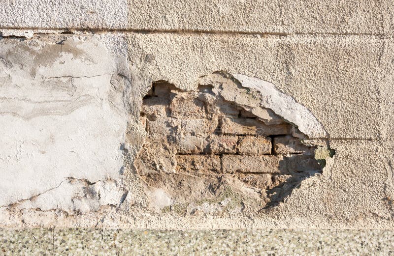 Bad Foundation Base on Old House or Building Cracked Plaster Facade ...