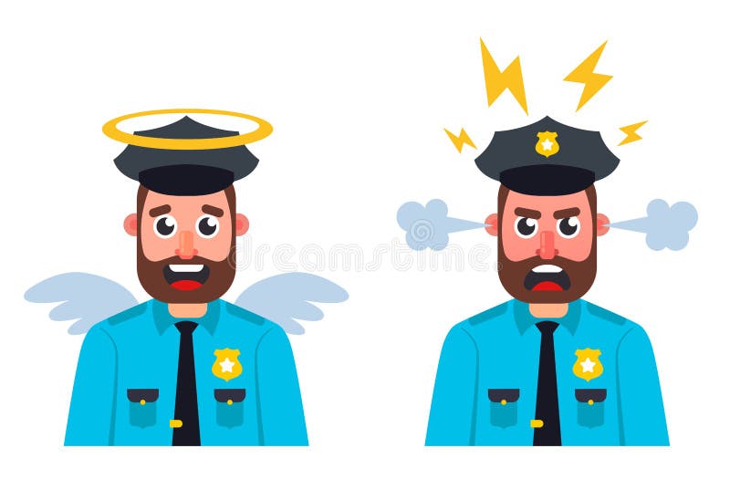 Bad Good Cop on a White Background. Stock Vector - Illustration of evil ...