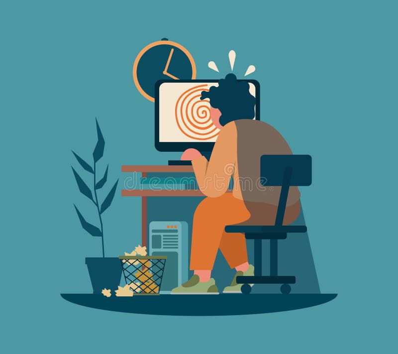 Internet Stress Computer Addiction Technology Stock Illustrations – 300 ...