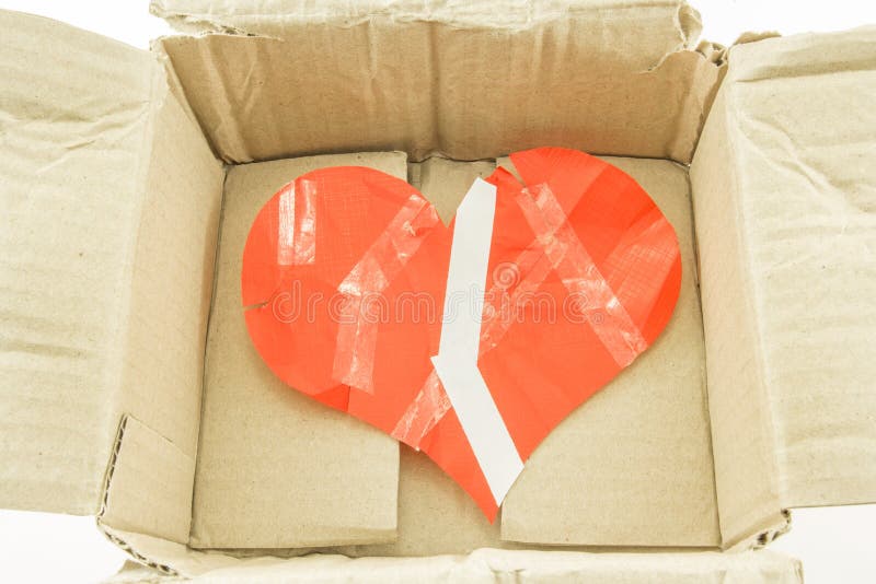 Bad Heart Inside Damage Box Stock Image - Image of package, surprise ...