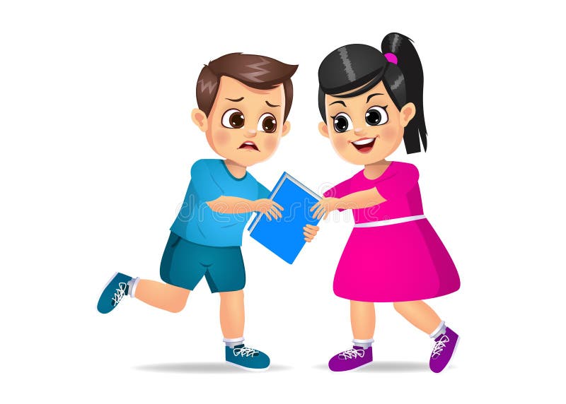 Bad Kid Taking Book from Her Friend Forcefully Stock Vector ...
