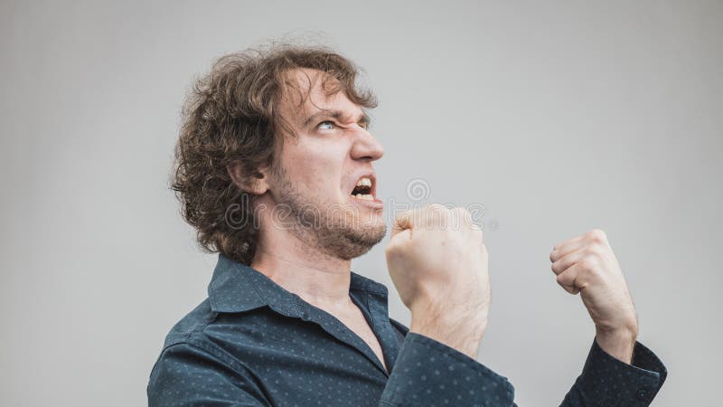 Bad Man Expressing Anger with Face and Hands Stock Photo - Image of ...
