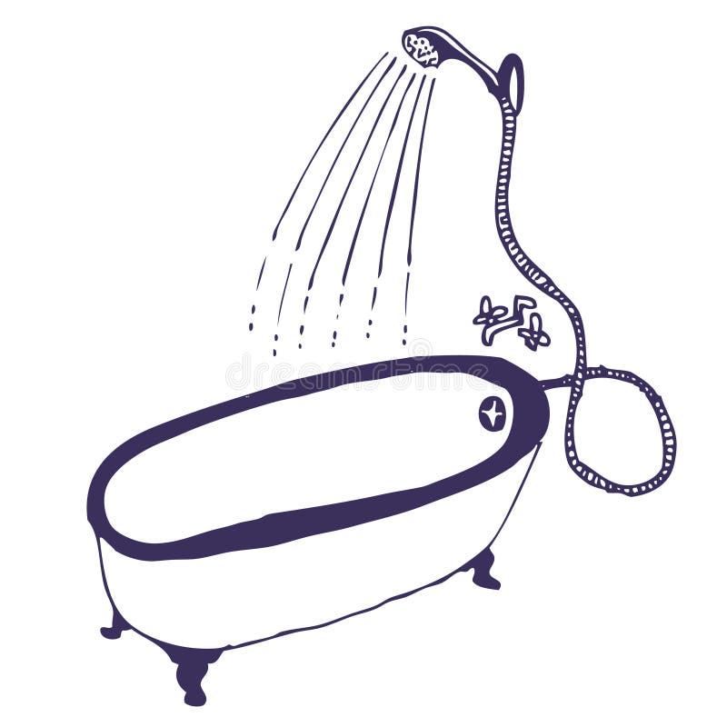 Bad met douche vector illustratie. Illustration of geïsoleerd - 24898001