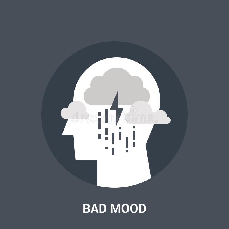 Bad Mood Flat Icon Design Concept Stock Vector - Illustration of head ...