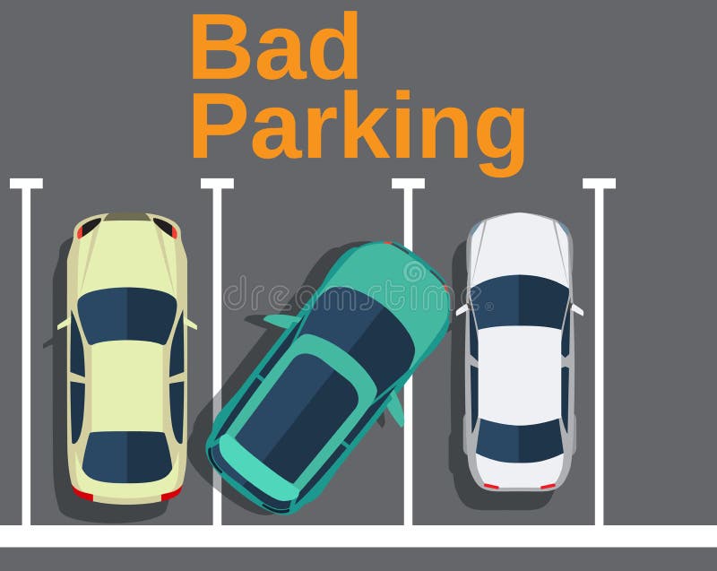 Bad parking. Cars top view stock vector. Illustration of asphalt - 75583756