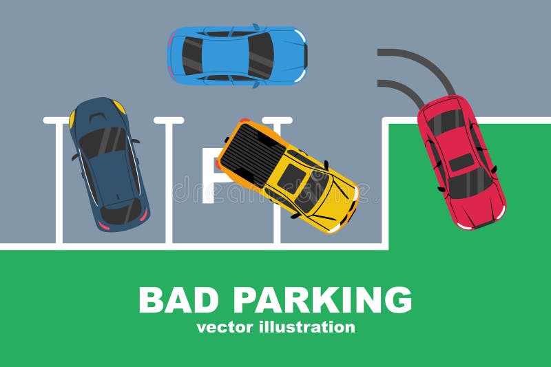Good and Bad Parking Examples Infographic. Top View of Sedan Cars on ...