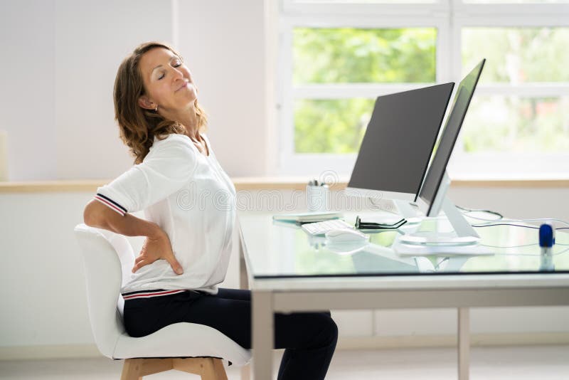Bad Posture Sitting in Office with Backache Stock Photo - Image of seat ...