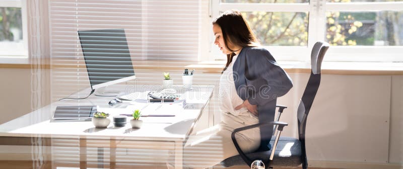 Bad Posture Sitting in Office with Backache Stock Photo - Image of ...