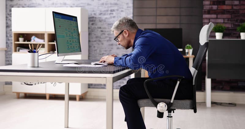 Bad Posture Sitting in Office Chair Stock Photo - Image of corporate ...