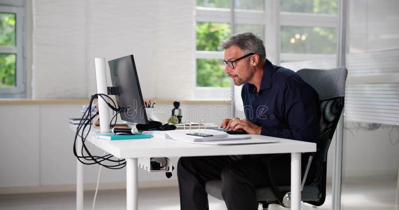 Bad Posture Sitting in Office Chair Stock Photo - Image of working ...