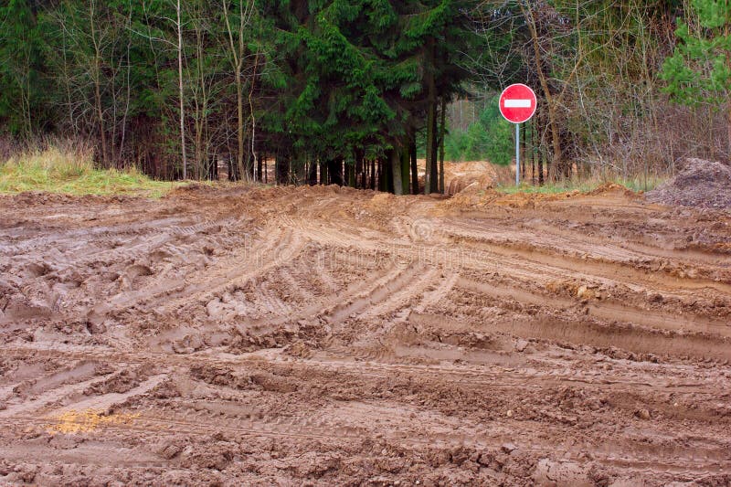 Road With Stop Sign In Barren Landscape. Stock Photo - Image of ...