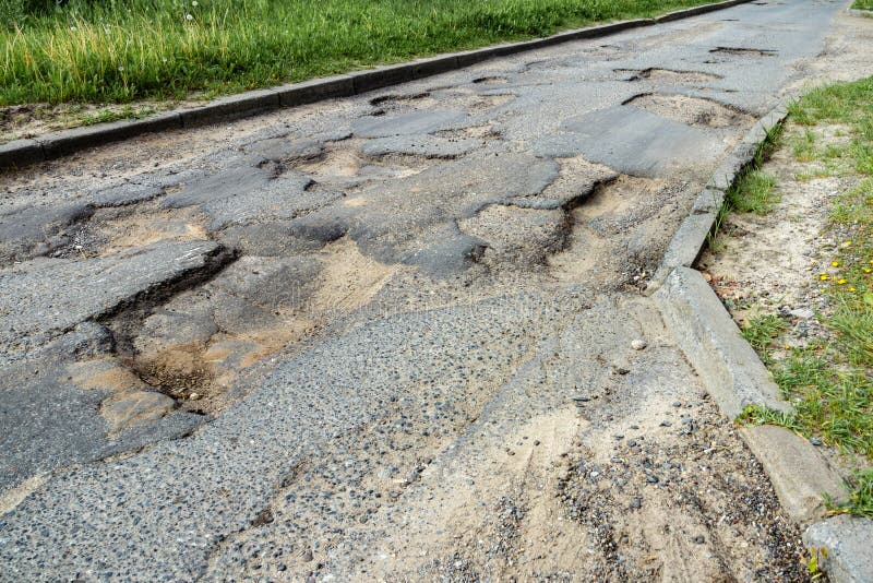 Bad Road with Deep Pits. Russia Problem Stock Photo - Image of urban ...