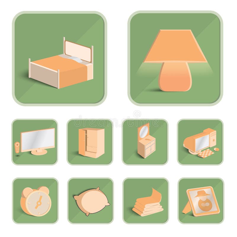 Bad Room Icons Set, Illustration Eps 10 Stock Vector - Illustration of ...