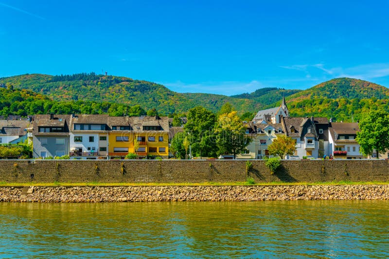 Bad Salzig town in Germany stock photo. Image of bank - 206088634