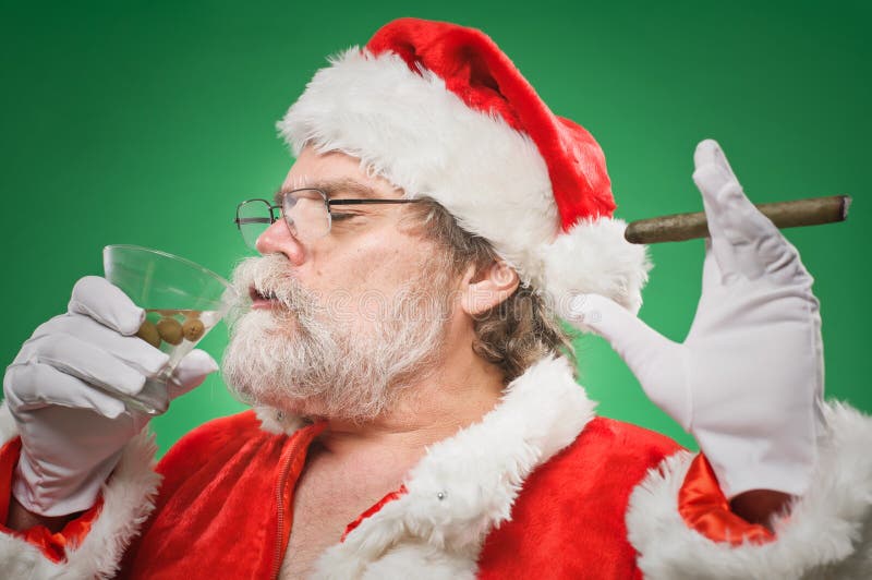 Bad Santa with a Martini and Cigar Stock Image - Image of alchoholism ...