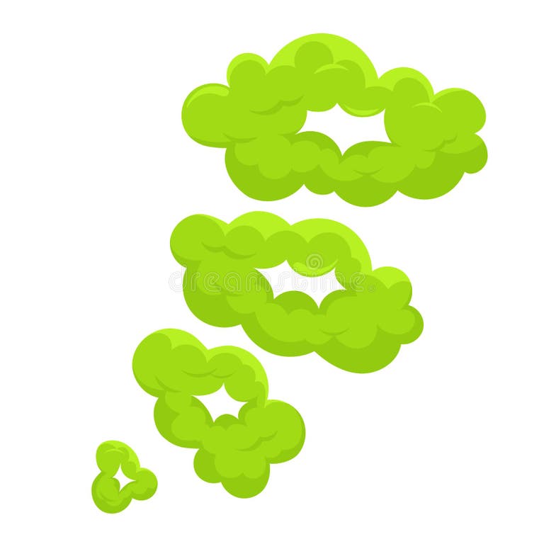 Bad Smell Cloud Green Smelly Toxic Cloud In Cartoon Style Comic Smoke