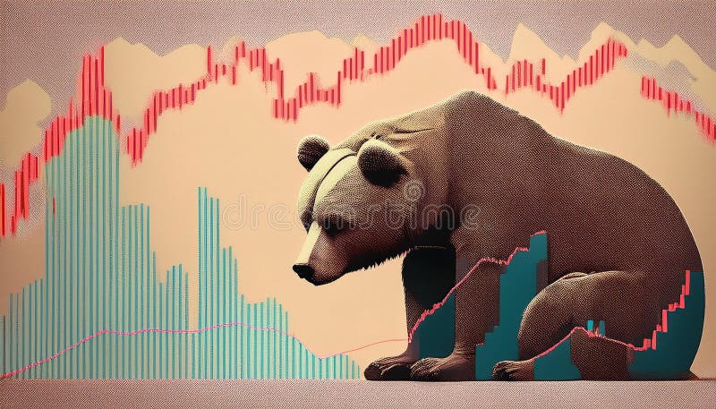 Bad Stock Market Chart and Sad Bear Stock Illustration - Illustration ...
