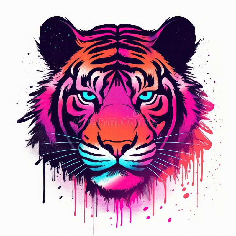 Bad Tiger White Background Logo. Generative AI Stock Illustration ...