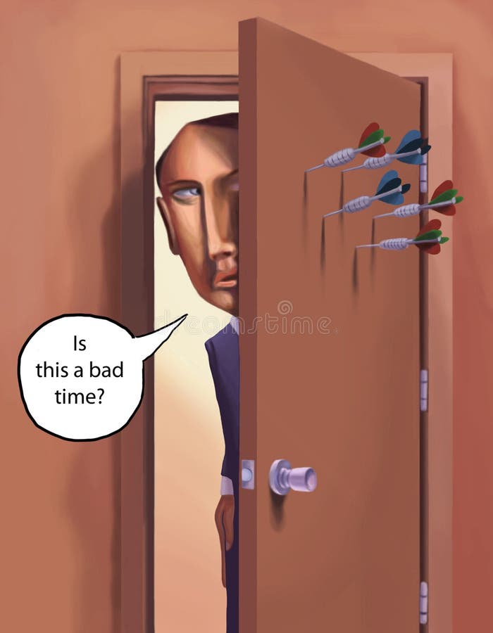 Is this a Bad Time To Come in Stock Illustration - Illustration of ...