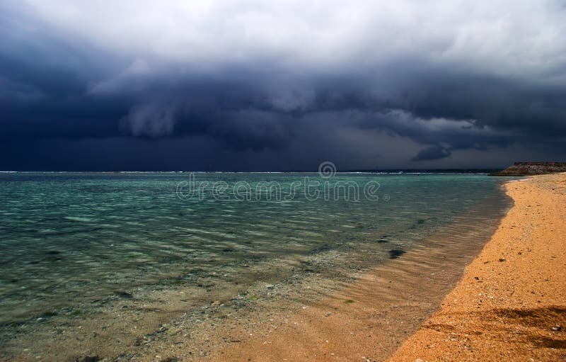 Bad Weather Around Tropical Island Stock Photo - Image of boat, ocean ...