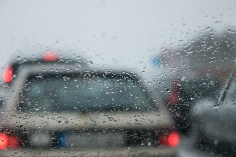 Bad Weather Driving on a Highway - Traffic Jam Stock Image - Image of ...