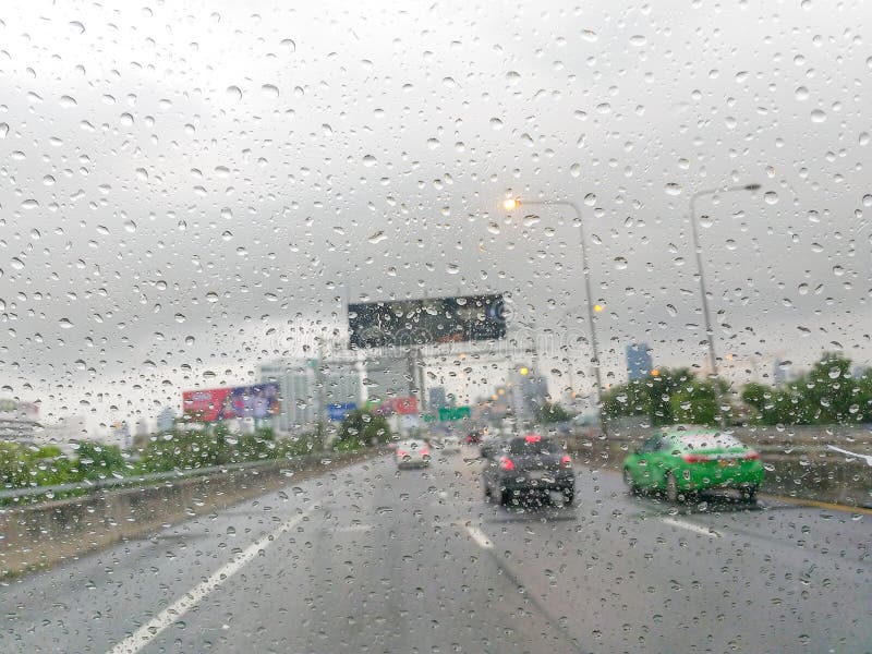 Bad Weather Driving Traffic Jam on an Expressway Motion Blur Stock ...