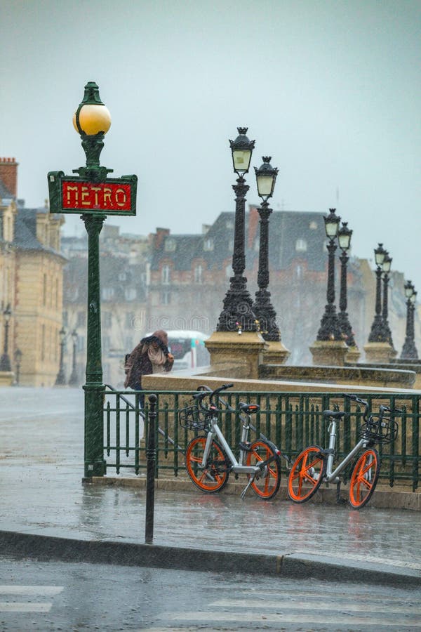 Heavy Rain on the Streets of Paris Editorial Photo - Image of climate ...
