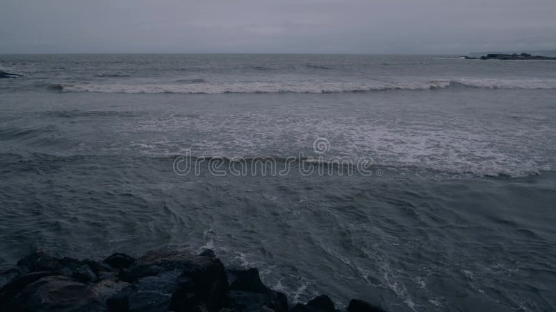 Bad weather in the ocean stock video. Video of sand - 195285969