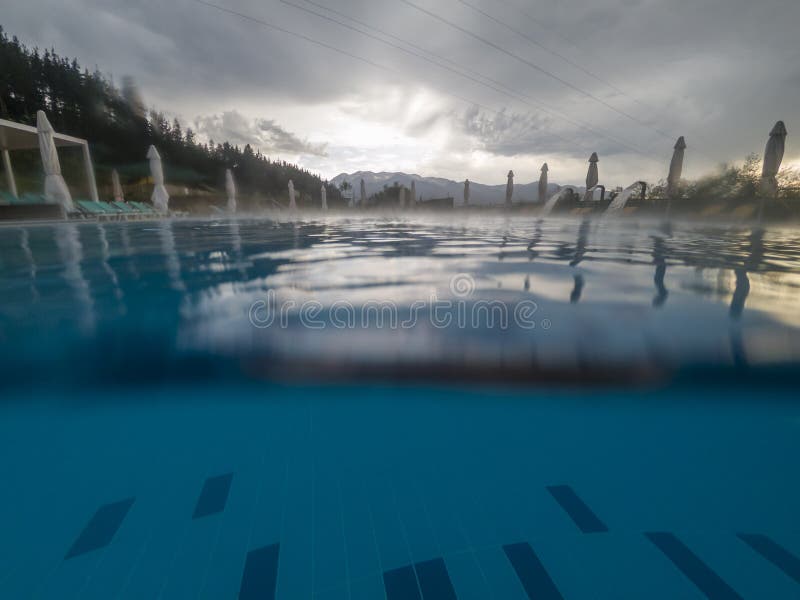 Bad Weather Over a Big Swimming Pool Stock Photo - Image of swimming ...