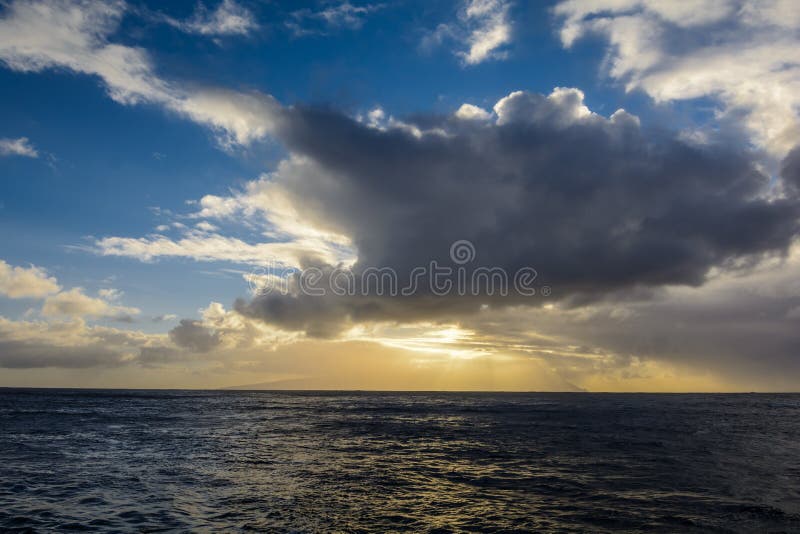 Bad Weather Seascape with Cloudy Sky and Water Wave. Stock Photo ...