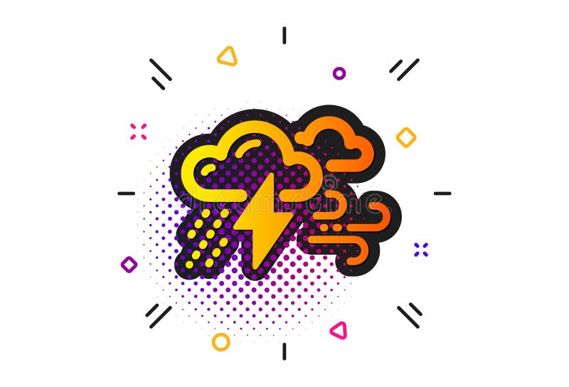 Clouds with Raindrops, Lightning, Wind Icon. Bad Weather Sign. Vector ...