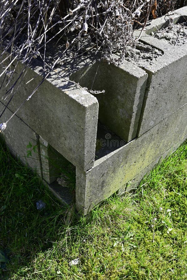 Bad Work Concrete Block Wall Corner in Outdoor Setting Stock Image ...
