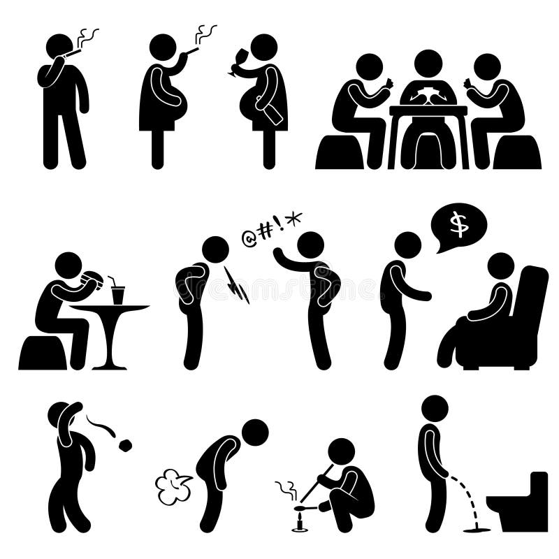 Bad Wrong Behaviour Habit Lifestyle Pictogram Stock Vector ...