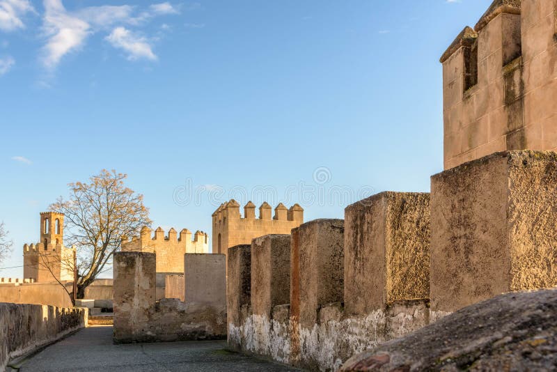 Badajoz Fortress Under the Sunlight and a Blue Sky in Spain Stock Image ...