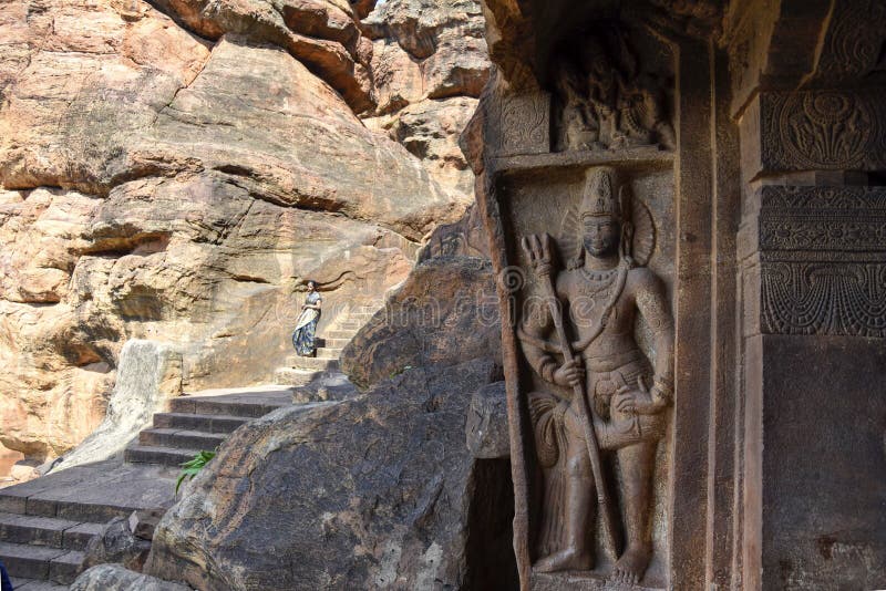 Badami, Karnataka, India - Oct 26 2022: Badami Cave Temples are a ...