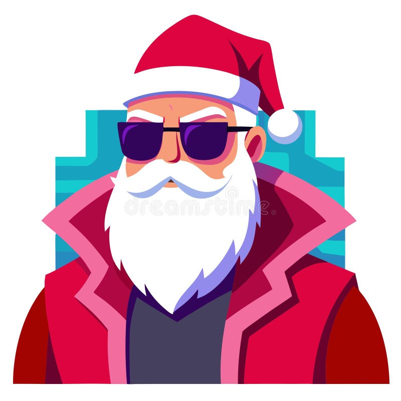 Badass Santa Claus with Sunglasses. in Synthwave.cyberpunk Style ...