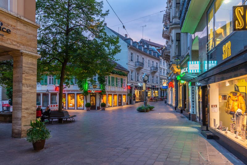 Baden Baden, September 22, 2020: Sunset View of a Street in the ...