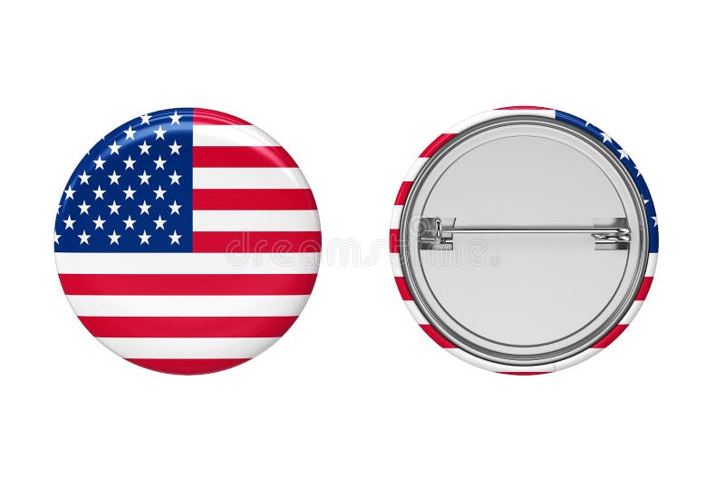 Badge. American Flag Pin Button Front and Back View . 3D Illustration ...