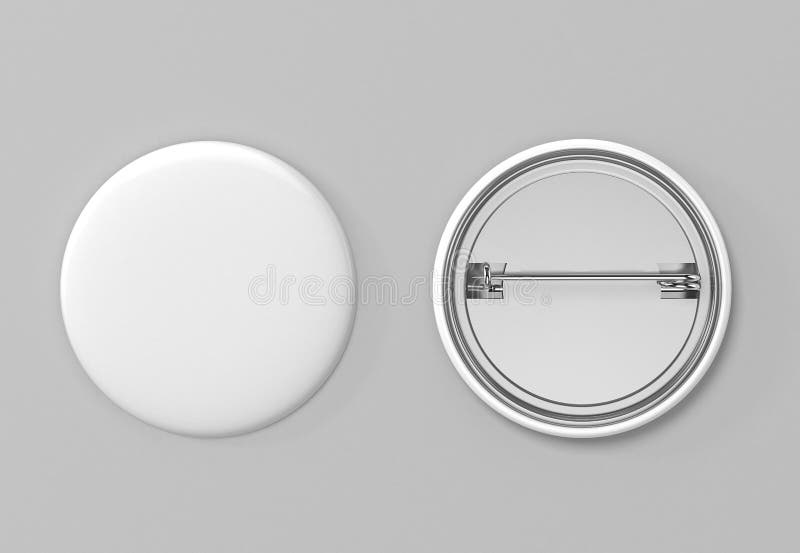 Badge. Blank White Pin Button Front and Back View . 3D Illustration ...
