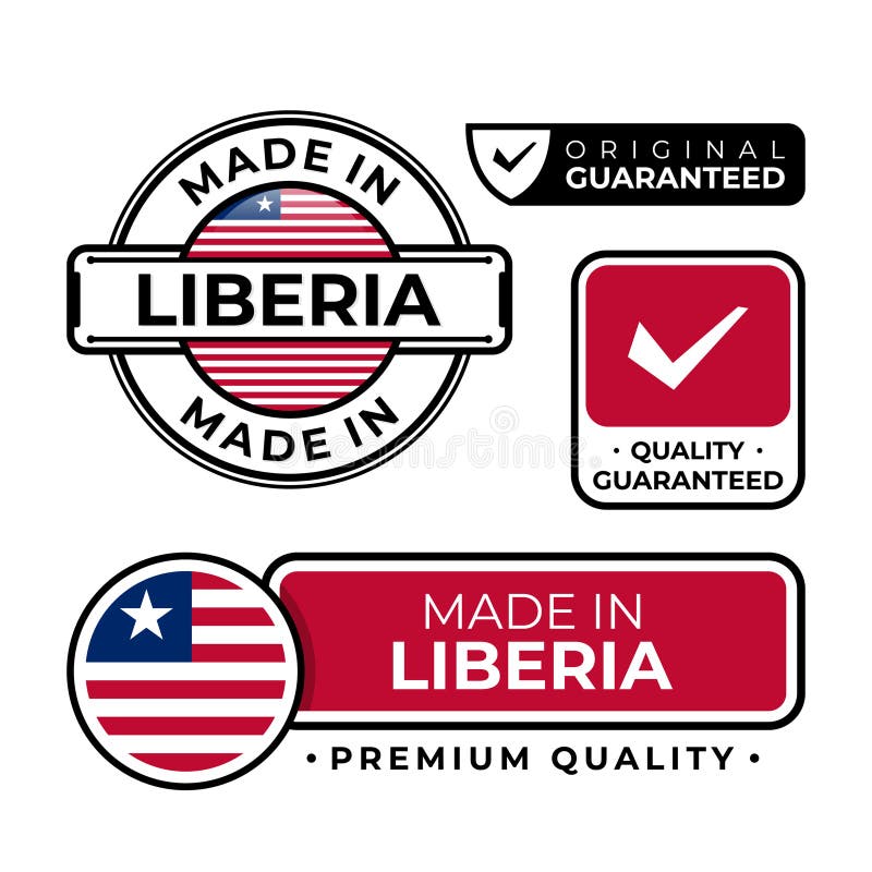 Badge Bundle Made in Liberia Label Icon Emblem Isolated on White ...