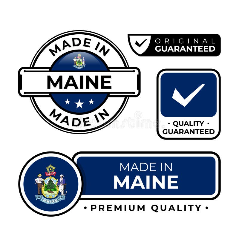 Badge Bundle Made in Maine Label Icon Emblem Isolated on White ...