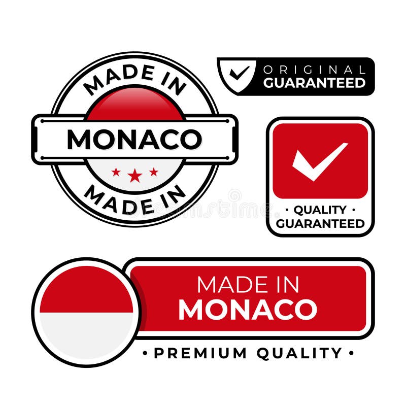 Badge Bundle Made in Monaco Label Icon Emblem Isolated on White ...