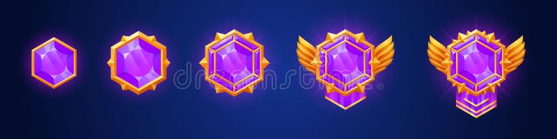 Badge with Diamond Evolution for Game Level Rank Stock Illustration ...